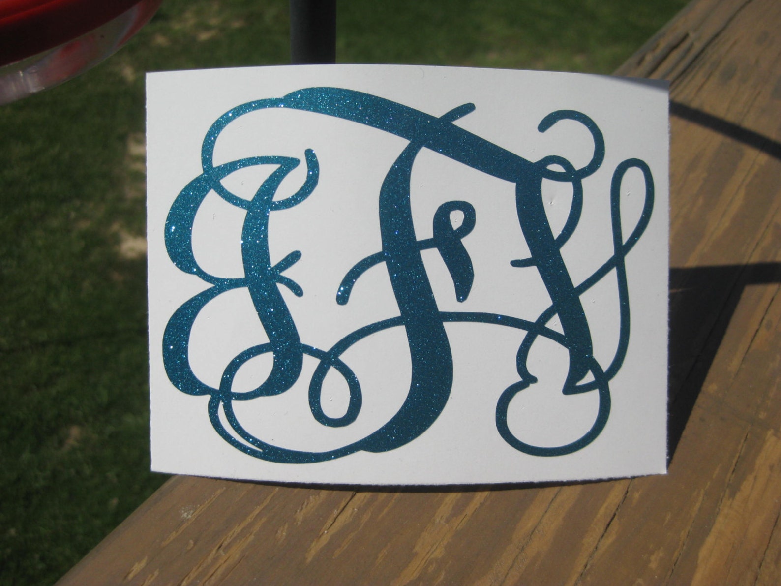 Glitter Monogram Car Decal Monogram Glitter Car Decal - Etsy