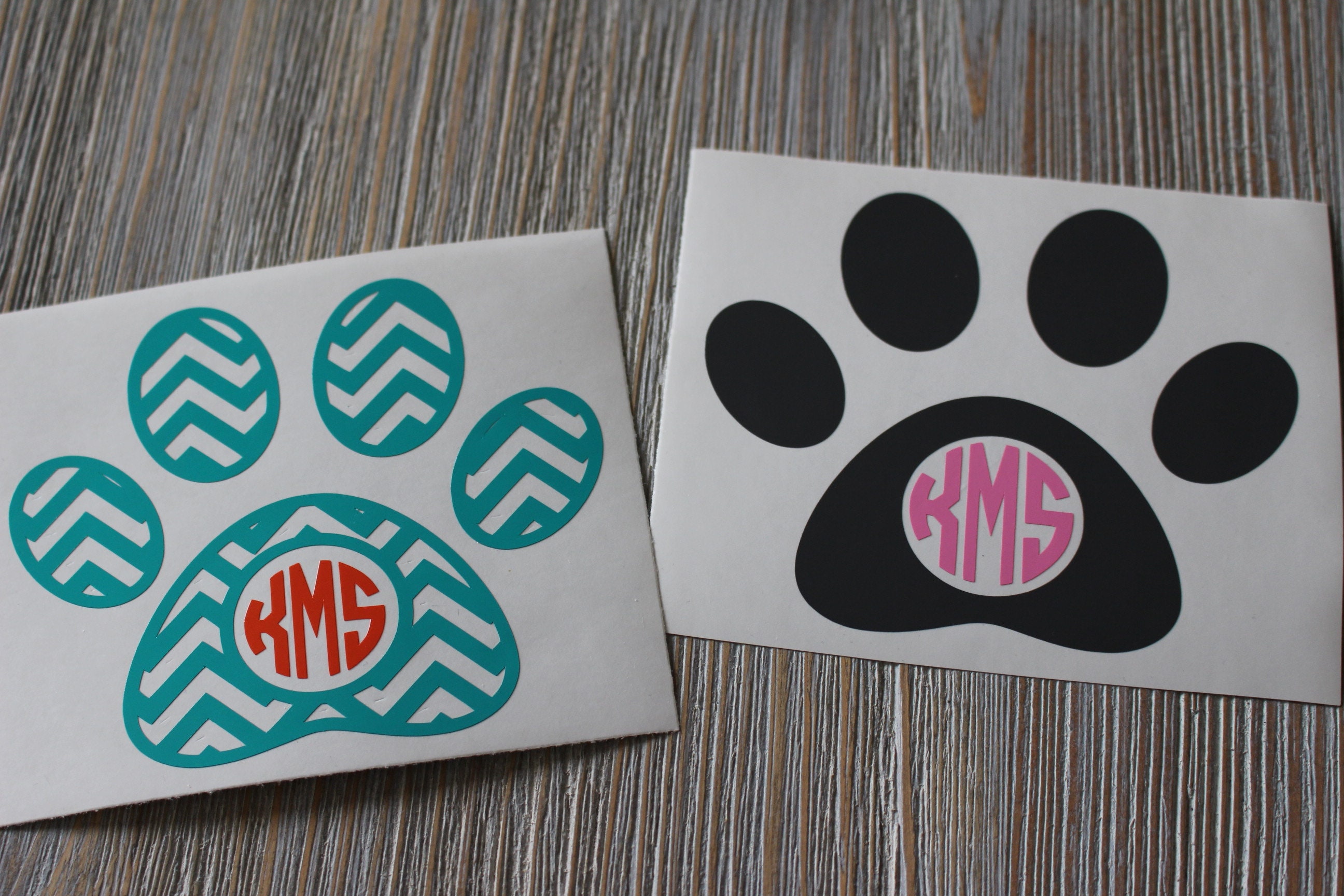 Paw Print Monogram Car Decal Monogram Paw Print Car Decal | Etsy