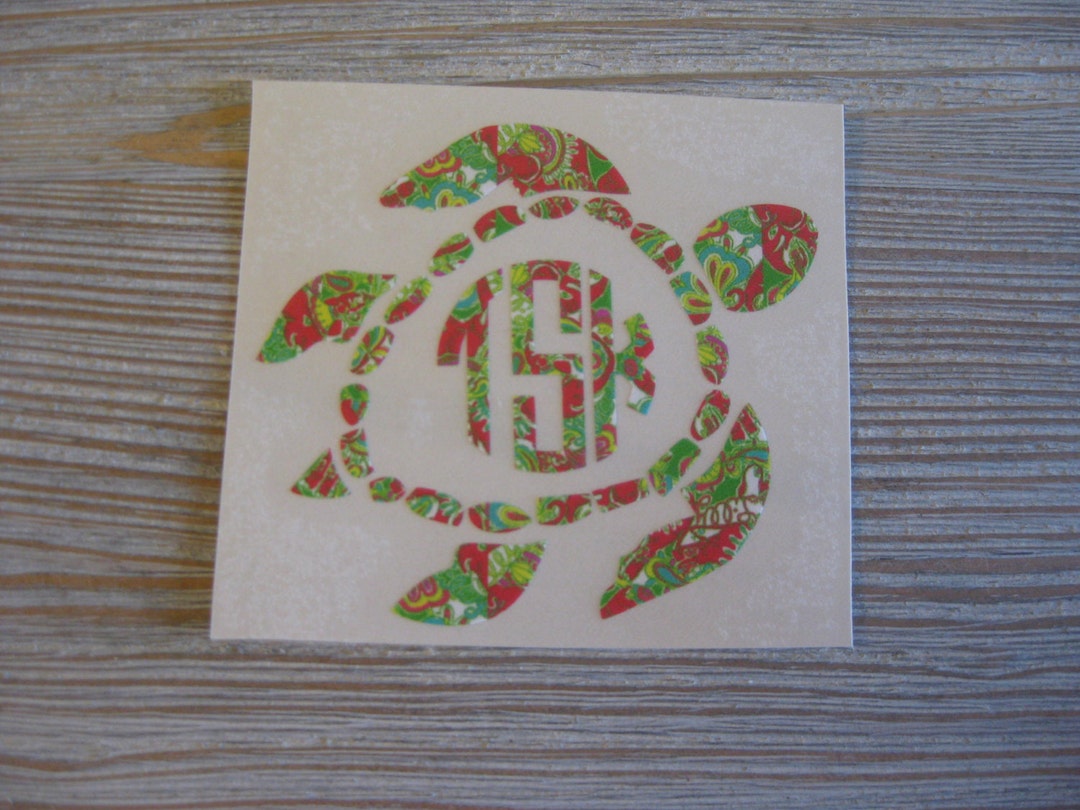 Sea Turtle Monogram Car Decal - Monogram Sea Turtle Car Decal ...