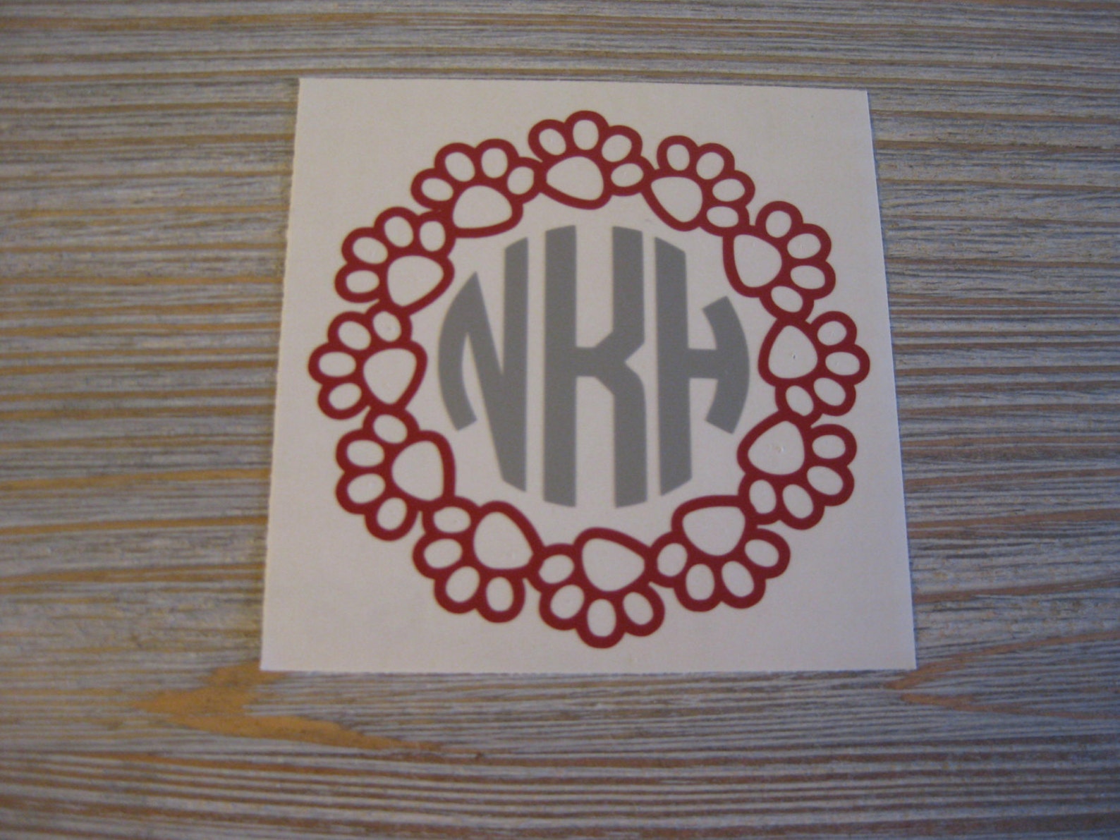 Paw Print Monogram Car Decal - Monogram Paw Print Car Decal - Monogram ...