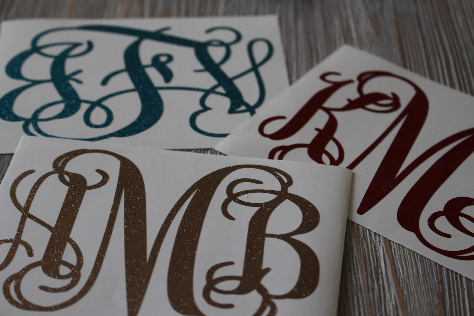 Glitter Monogram Car Decal Monogram Glitter Car Decal - Etsy