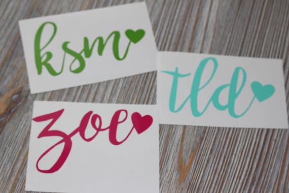 Monogram Car Decal Initials Decal Initials with Heart | Etsy