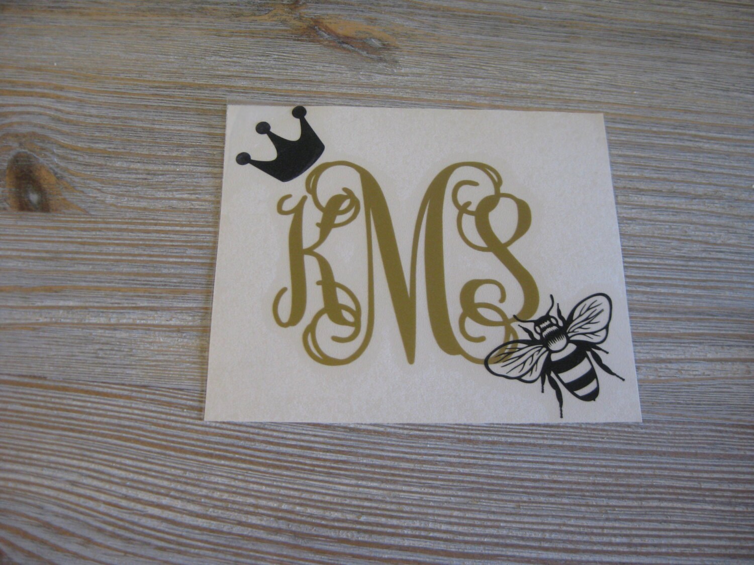 Queen Bee Monogram Car Decal Monogram Queen Bee Car Decal - Etsy