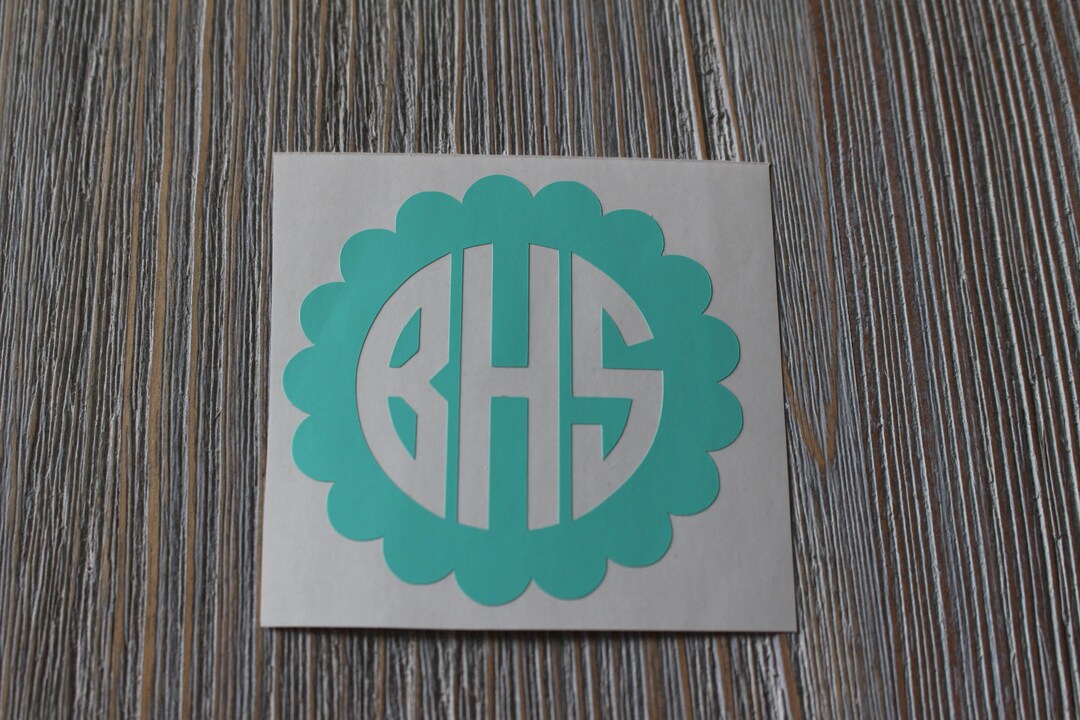 Scalloped Circle Monogram Car Decal - Monogram Scalloped Circle Car ...