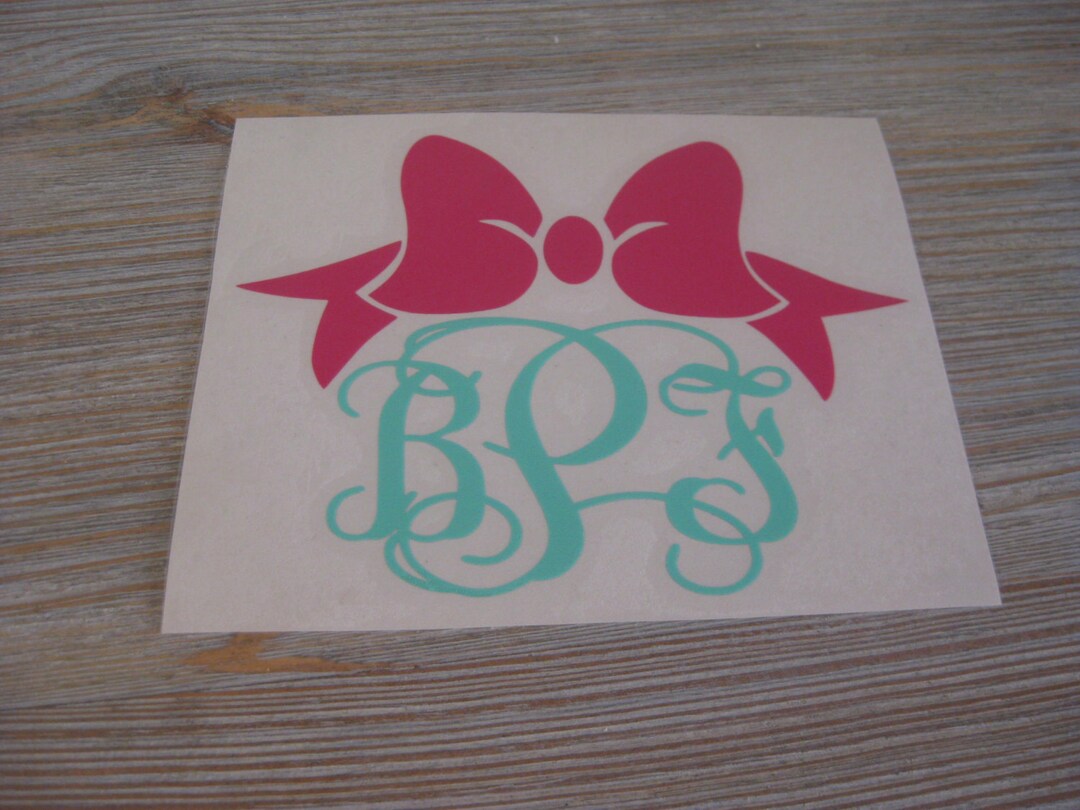 Bow Monogram Car Decal - Monogram Bow Car Decal - Monogram Car Decal ...