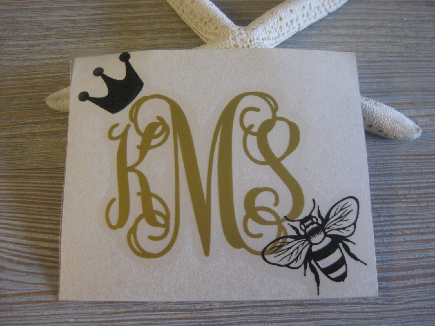 Queen Bee Monogram Car Decal Monogram Queen Bee Car Decal | Etsy