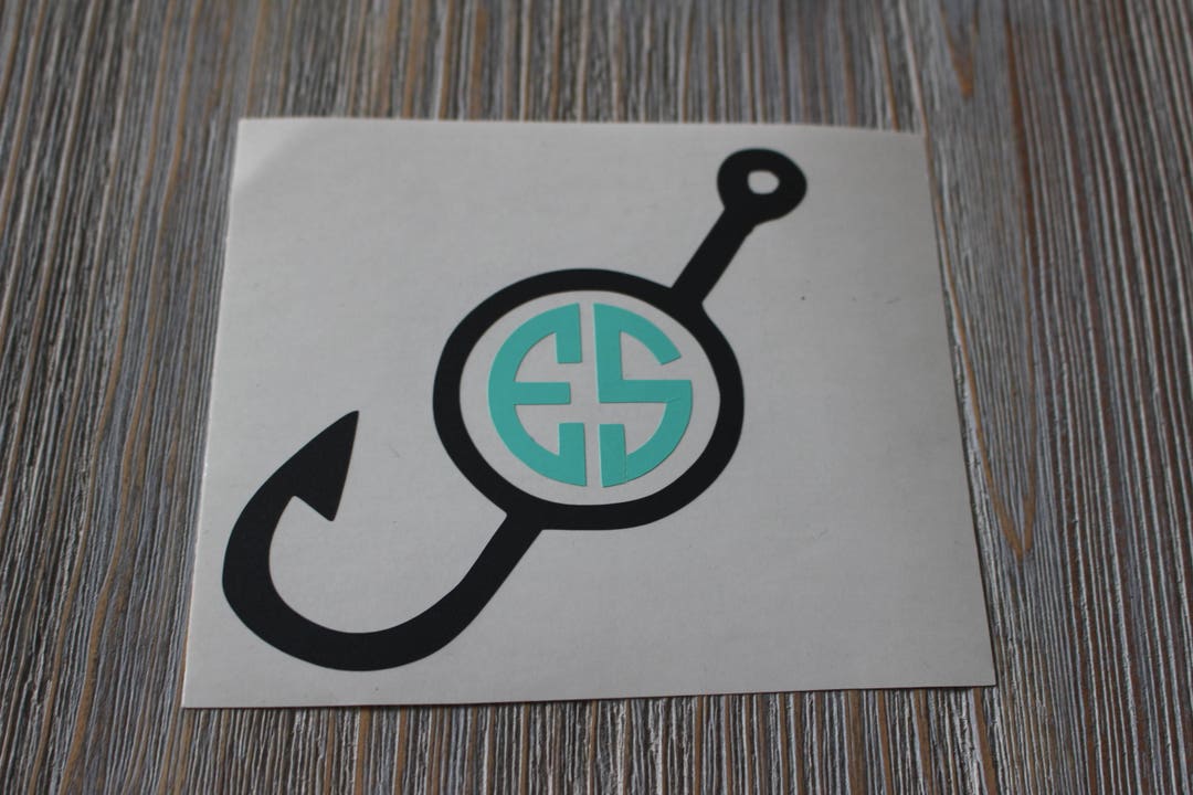 Fish Hook Monogram Car Decal Monogram Fish Hook Car Decal Monogram Car ...