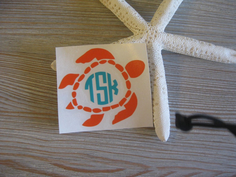 Sea Turtle Monogram Car Decal Monogram Sea Turtle Car Decal | Etsy