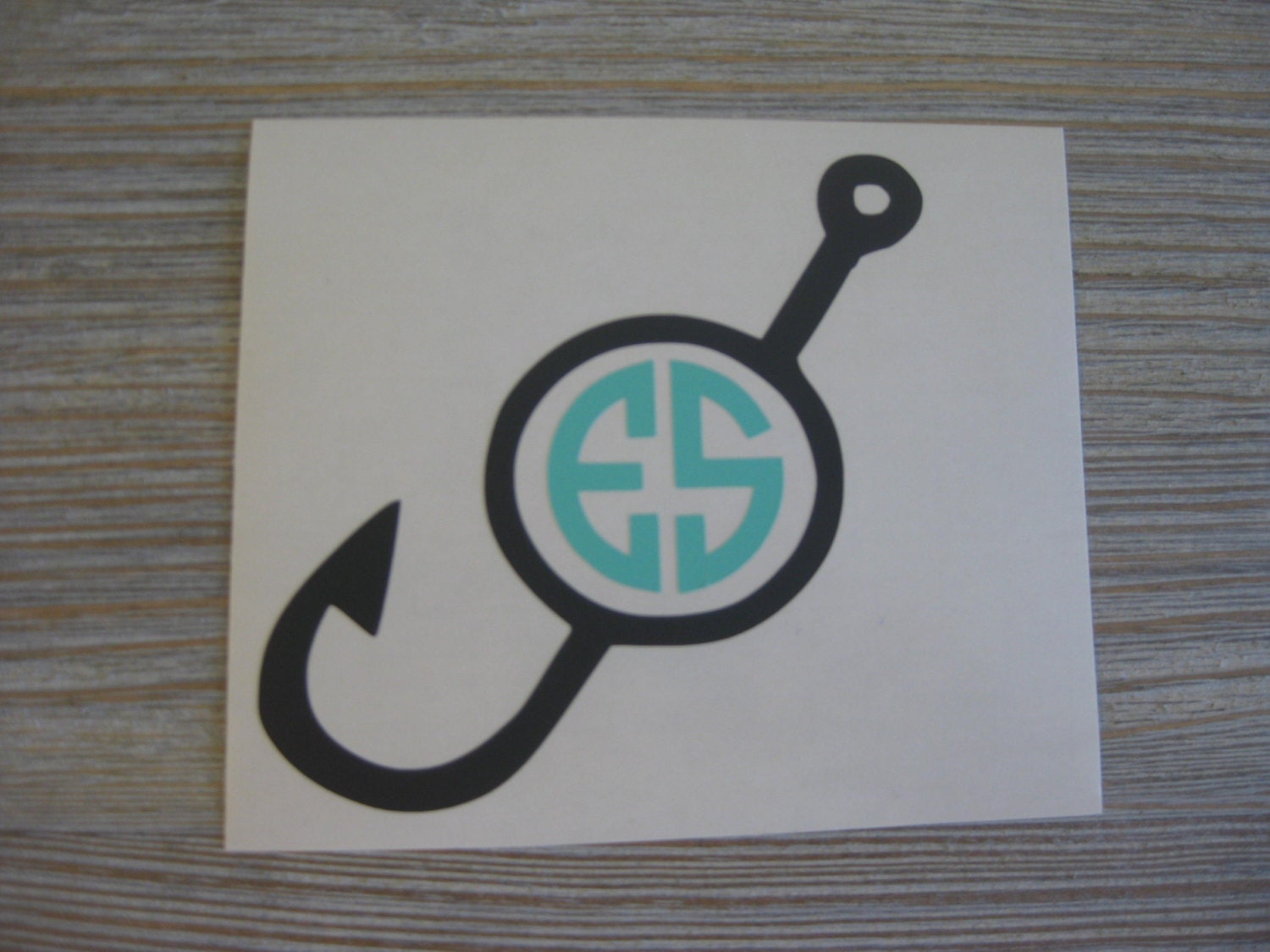 Fish Hook Monogram Car Decal Monogram Fish Hook Car Decal - Etsy