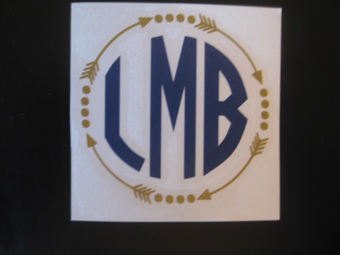 Arrow Monogram Car Decal Monogram Circle Arrow Car Decal - Etsy