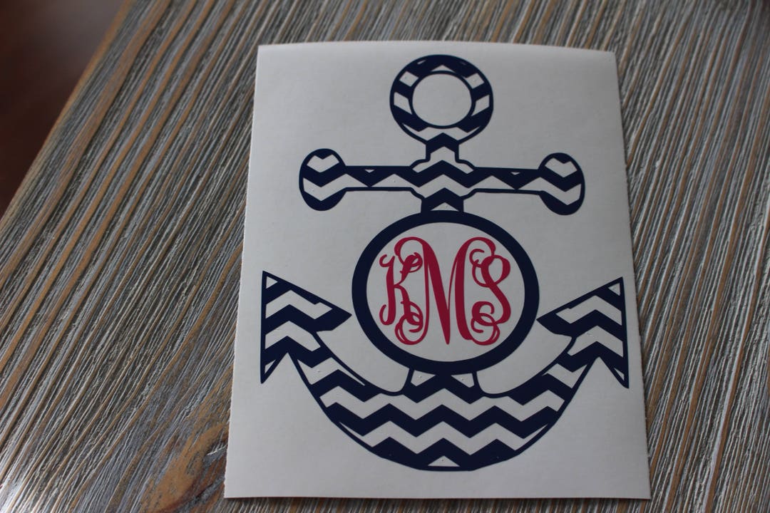 Anchor Monogram Car Decal Monogram Anchor Car Decal - Etsy