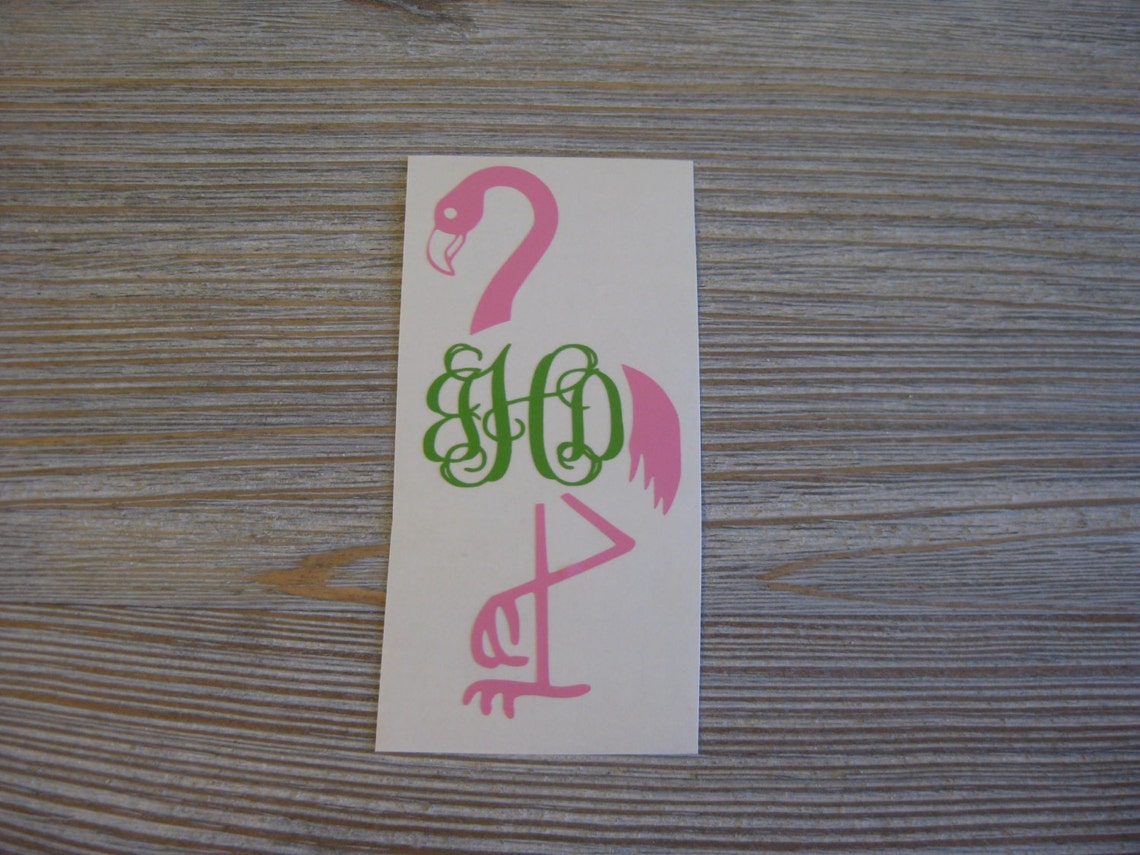 Flamingo Monogram Car Decal - Monogram Flamingo Car Decal - Monogram ...