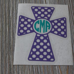 Cross Monogram Car Decal - Monogram Cross Car Decal - Monogram Car ...