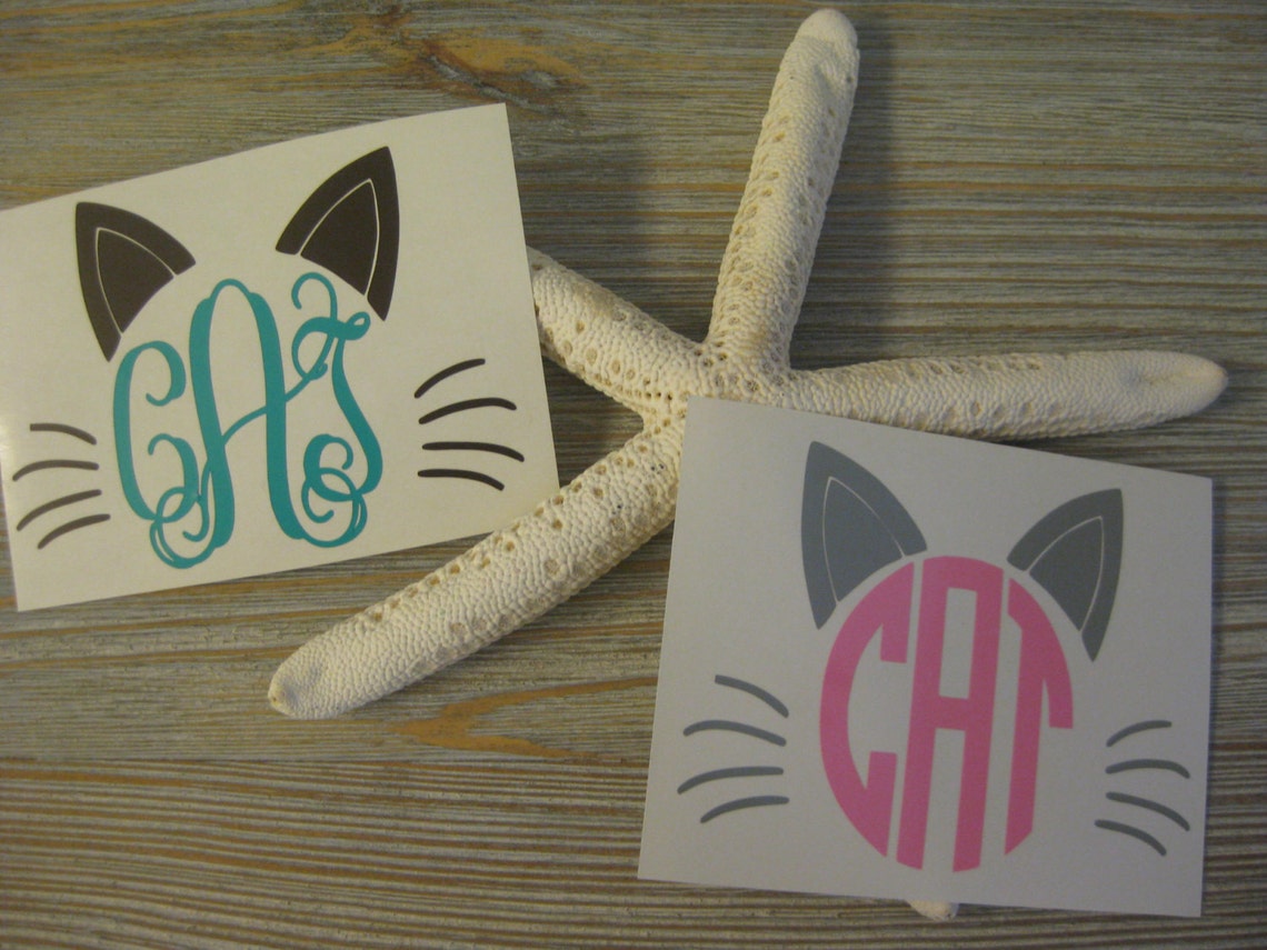 Cat Monogram Decal - Monogram Cat Decal - Monogram Car Decal - Monogram ...