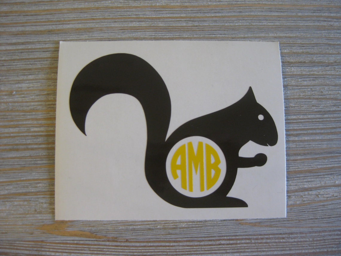 Squirrel Monogram Car Decal Monogram Squirrel Car Decal - Etsy