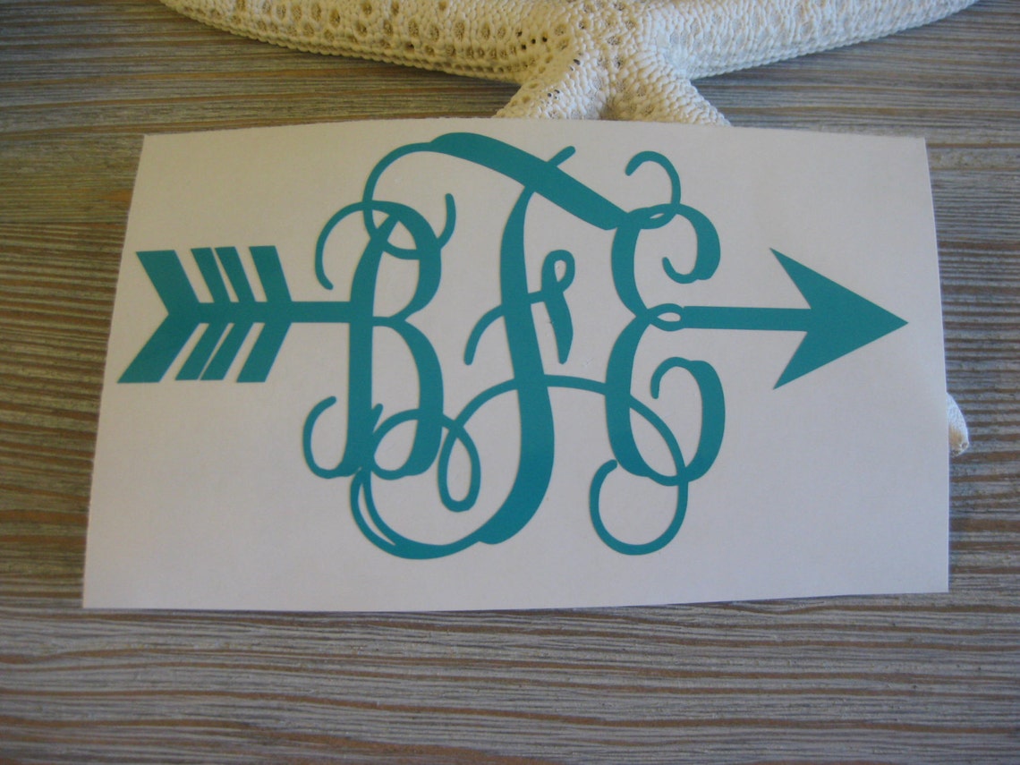 Arrow Monogram Car Decal Monogram Arrow Car Decal monogram - Etsy
