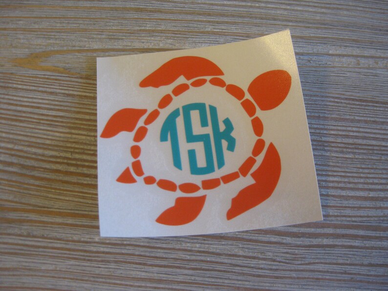 Sea Turtle Monogram Car Decal Monogram Sea Turtle Car Decal - Etsy