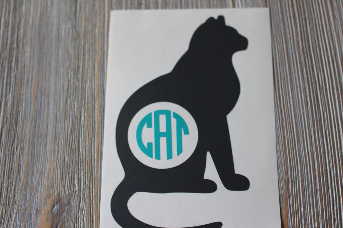 Cat Monogram Car Decal Monogram Cat Car Decal Monogram Car | Etsy