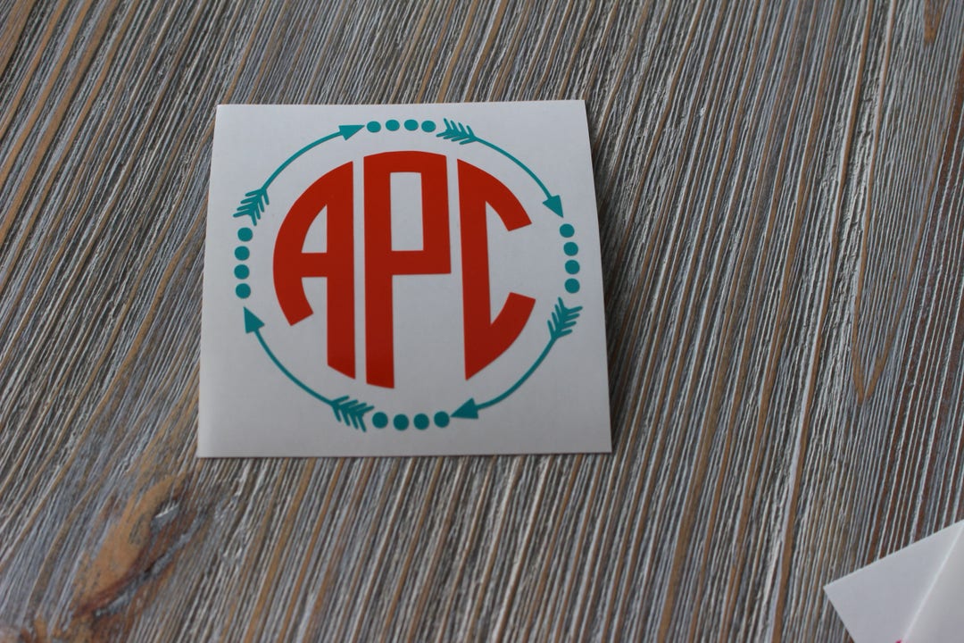 Arrow Monogram Car Decal - Monogram Circle Arrow Car Decal - Monogram ...