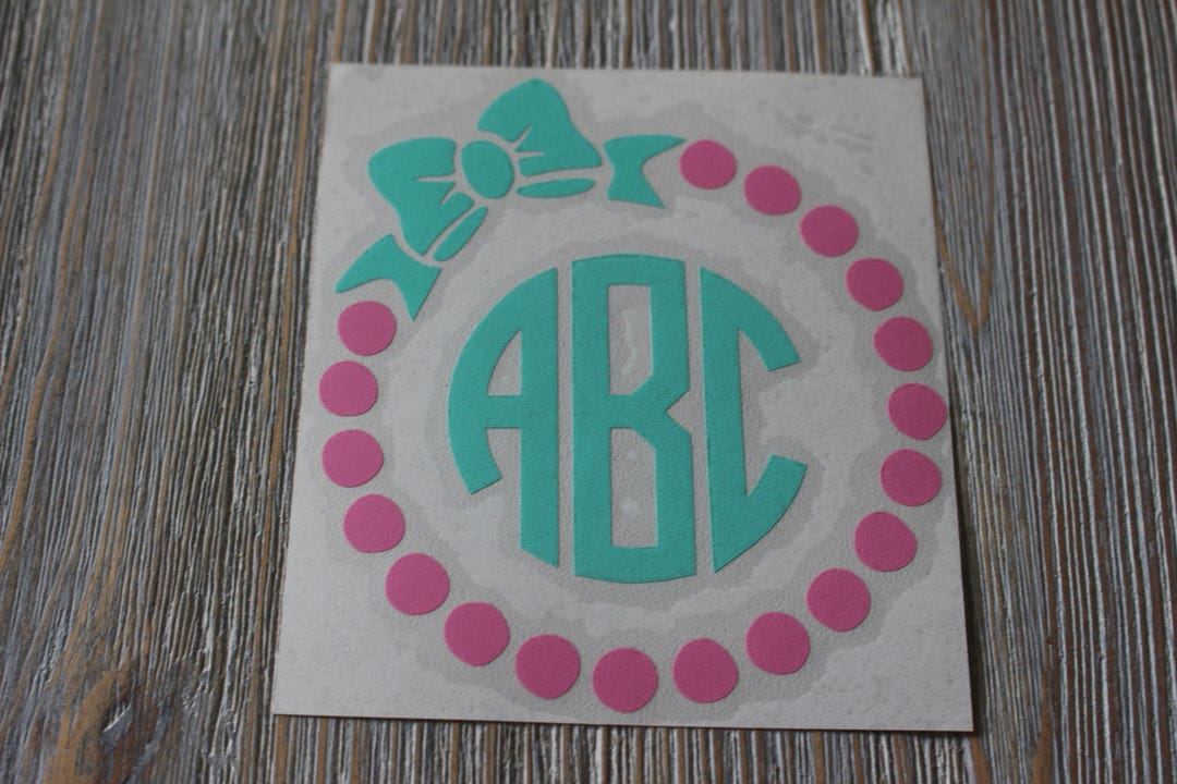 Bow Monogram Car Decal - Monogram Bow Car Decal - Circle Bow Monogram ...
