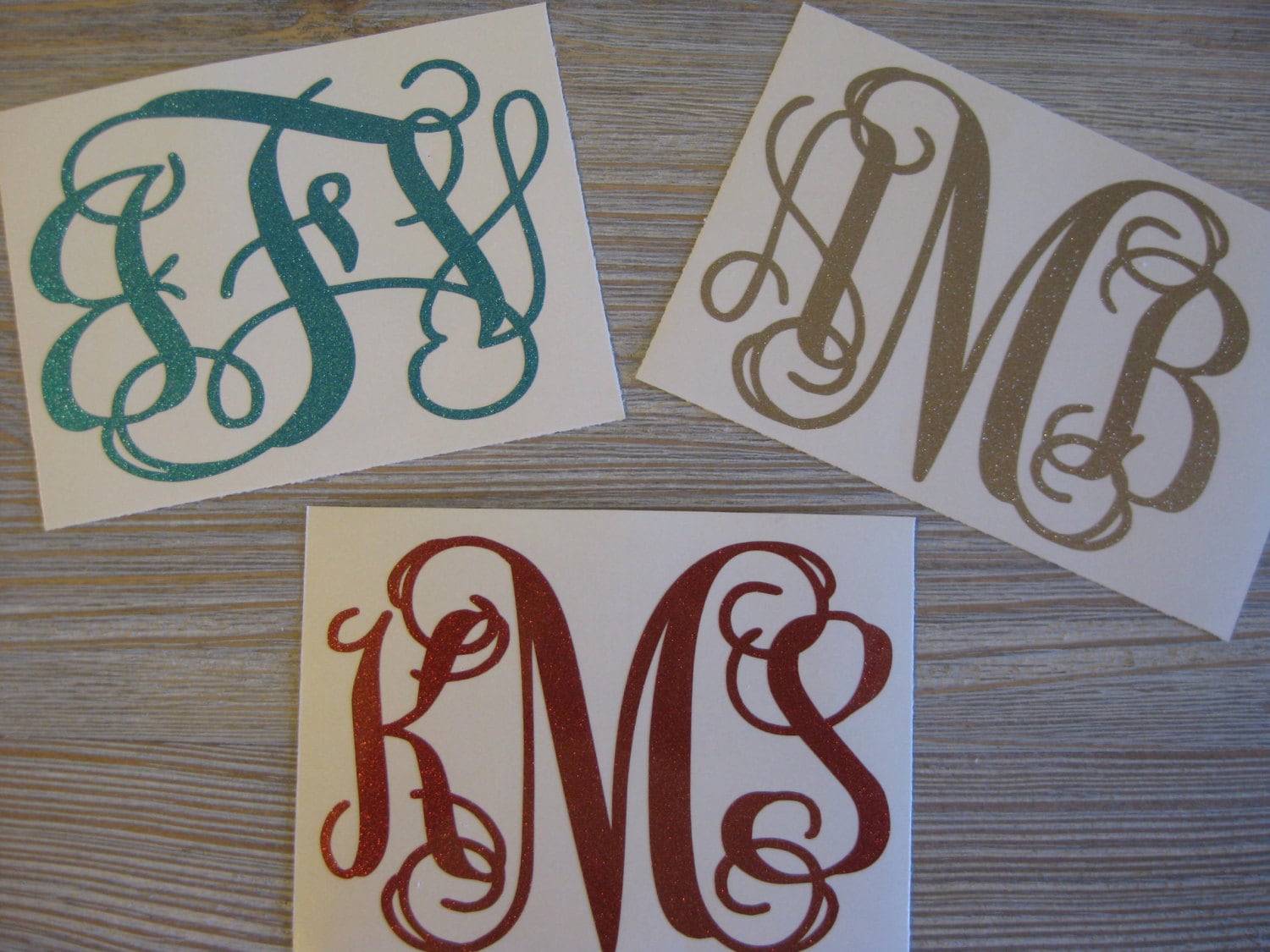 Glitter Monogram Car Decal - Monogram Glitter Car Decal - Monogram Car ...