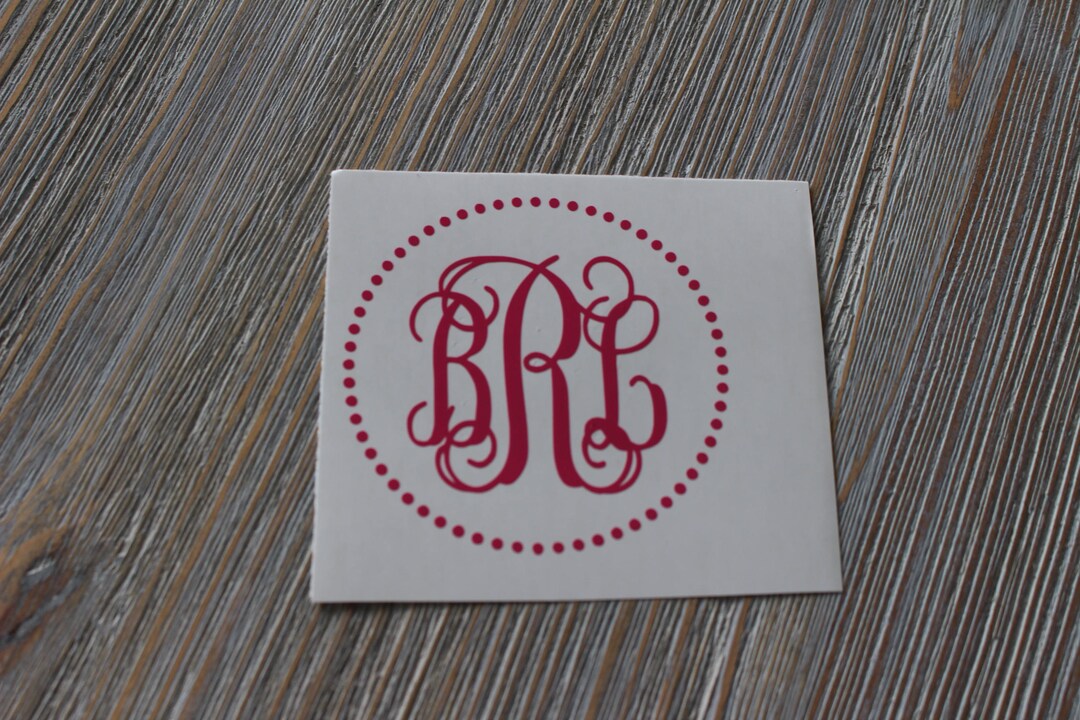 Circle Monogram Car Decal - Monogram Circle Dot Car Decal - Dot ...