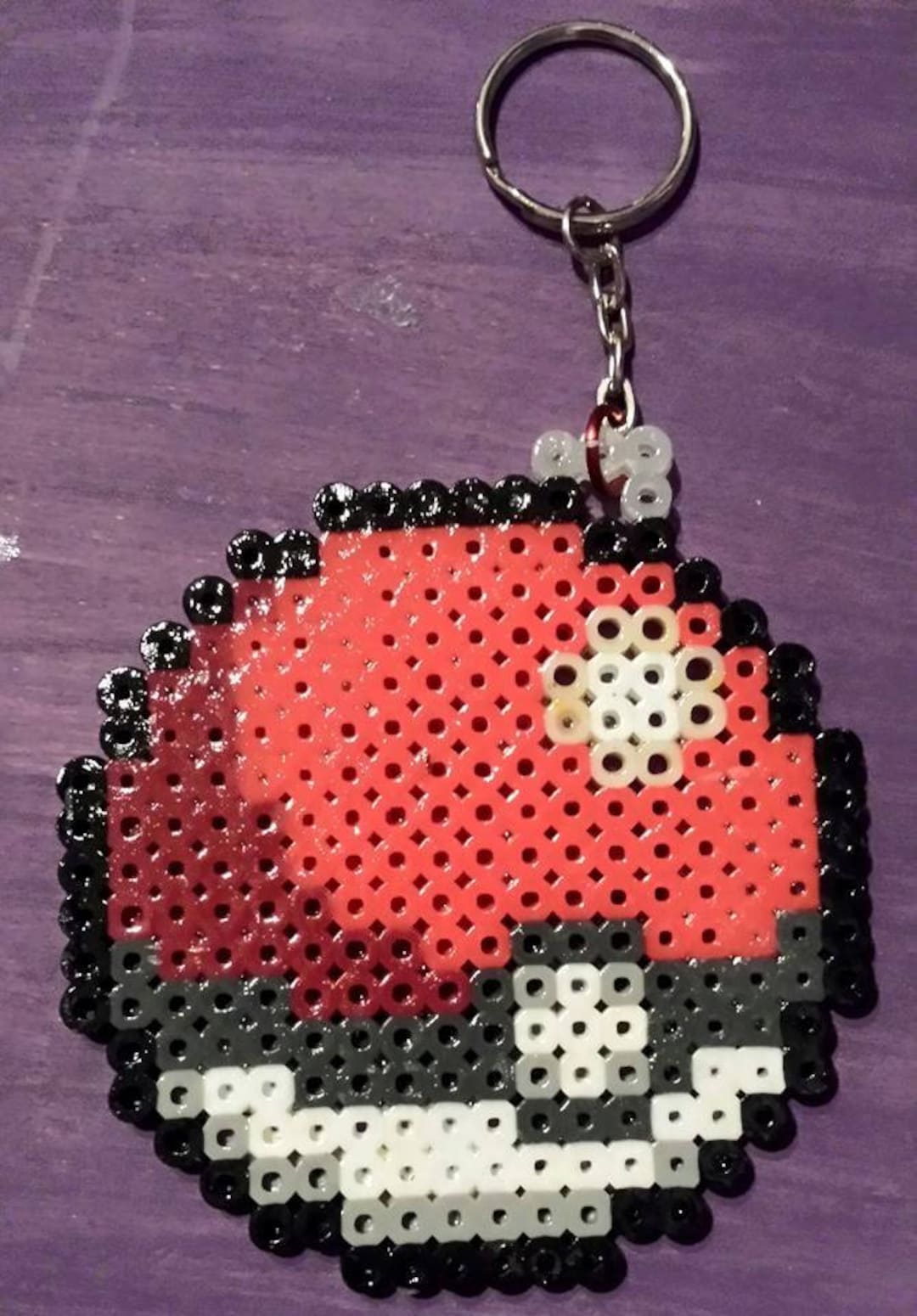 Pokeball Perler Bead Keychain - Etsy