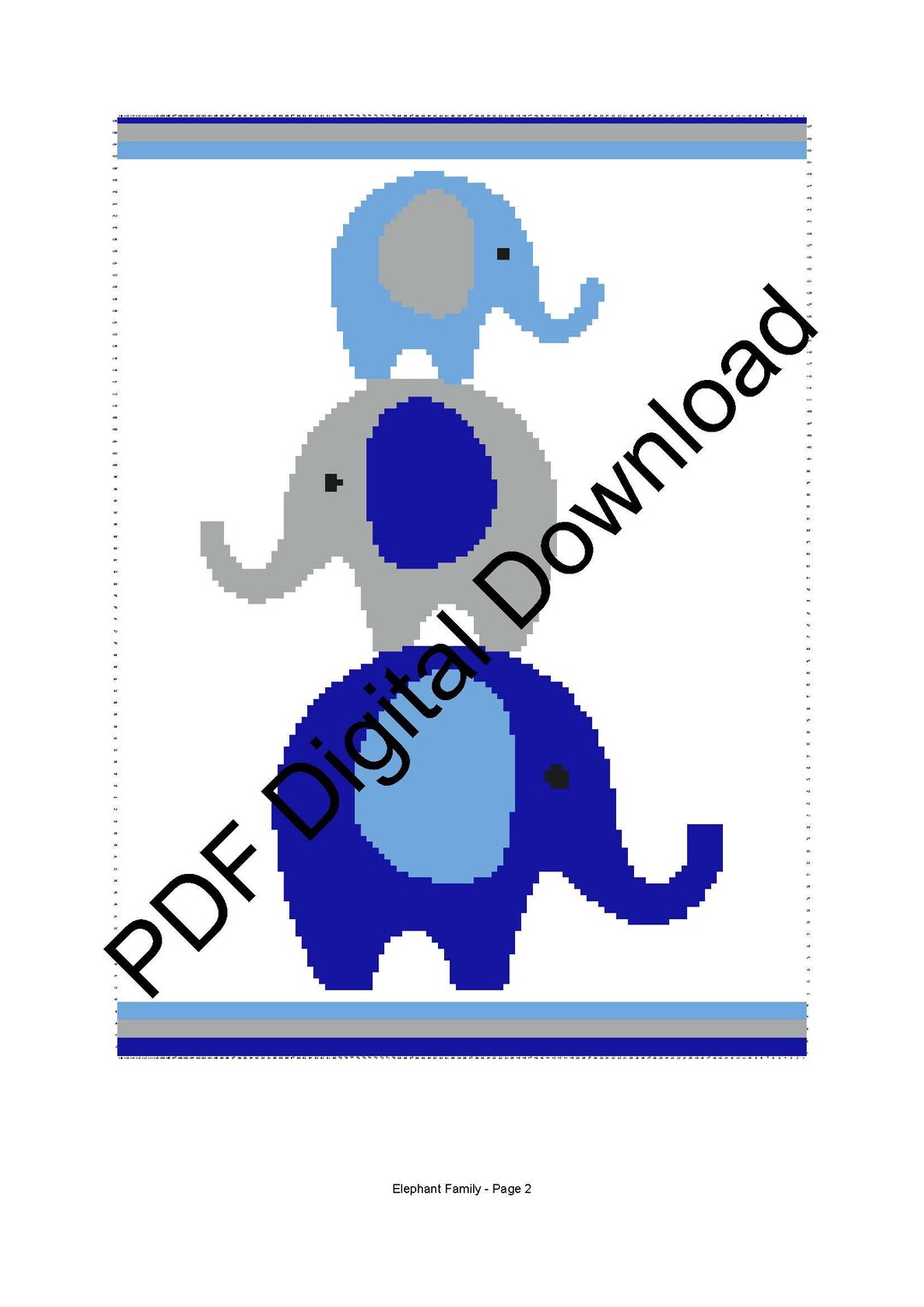 Elephant Family *digital Download* Graph and Row by Row Color Counts - Etsy