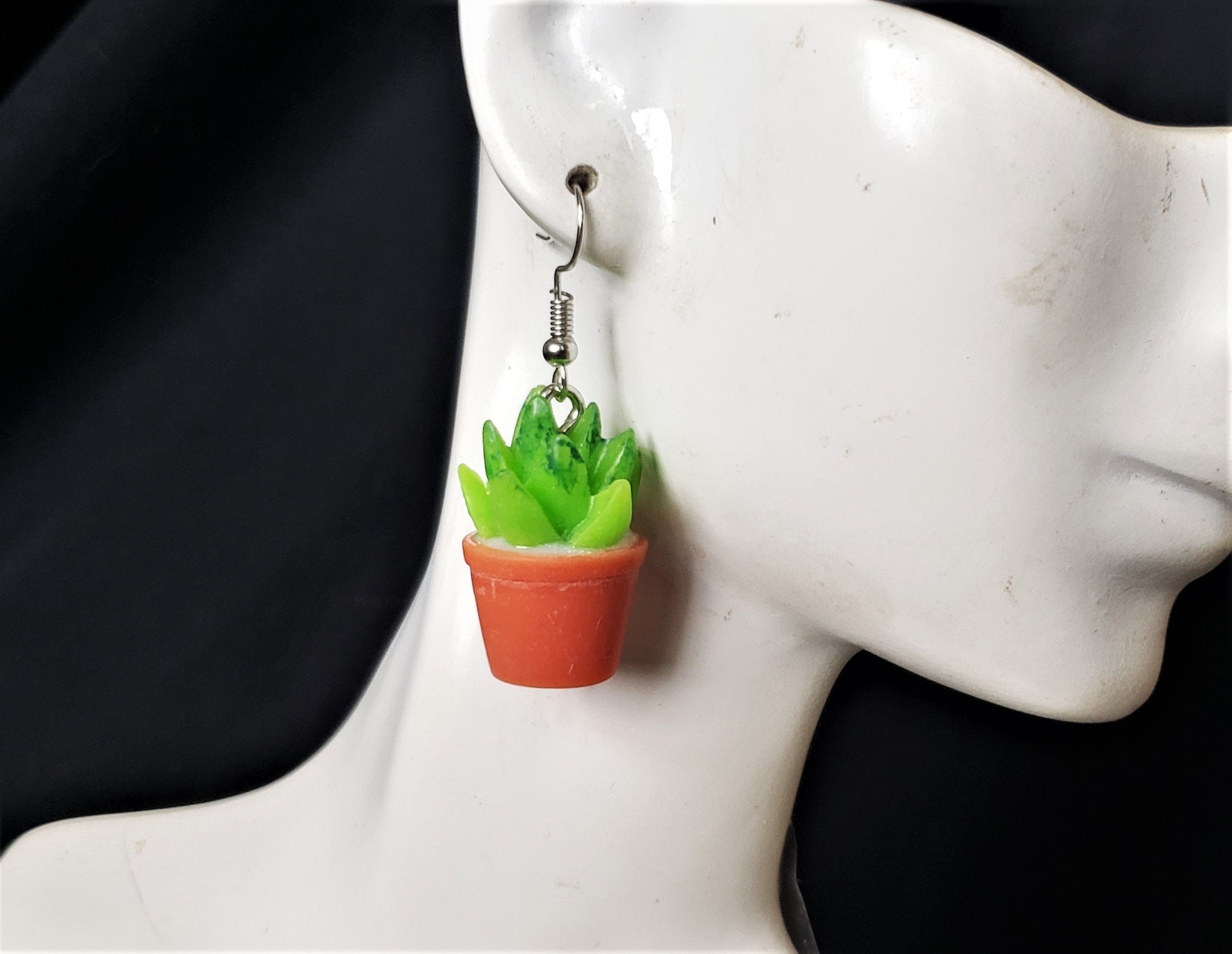 Succulent in a Flower Pot Earrings 1.25 Long Floral Big - Etsy UK