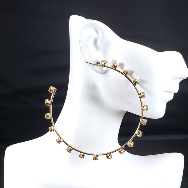 Rhinestone Hoops - Etsy