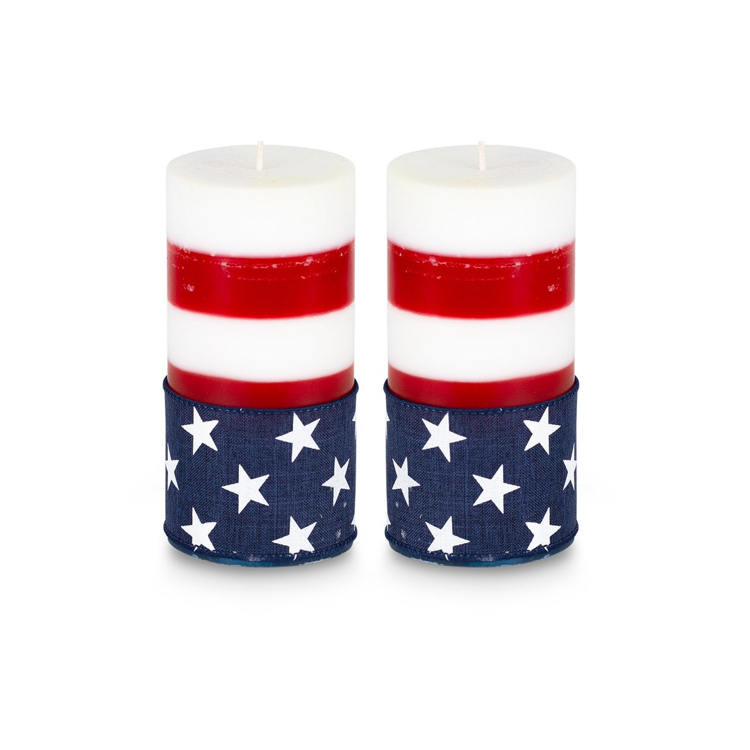 American Flag Pillar Candles: Scented Patriotic Decor, Set of 2 - Etsy