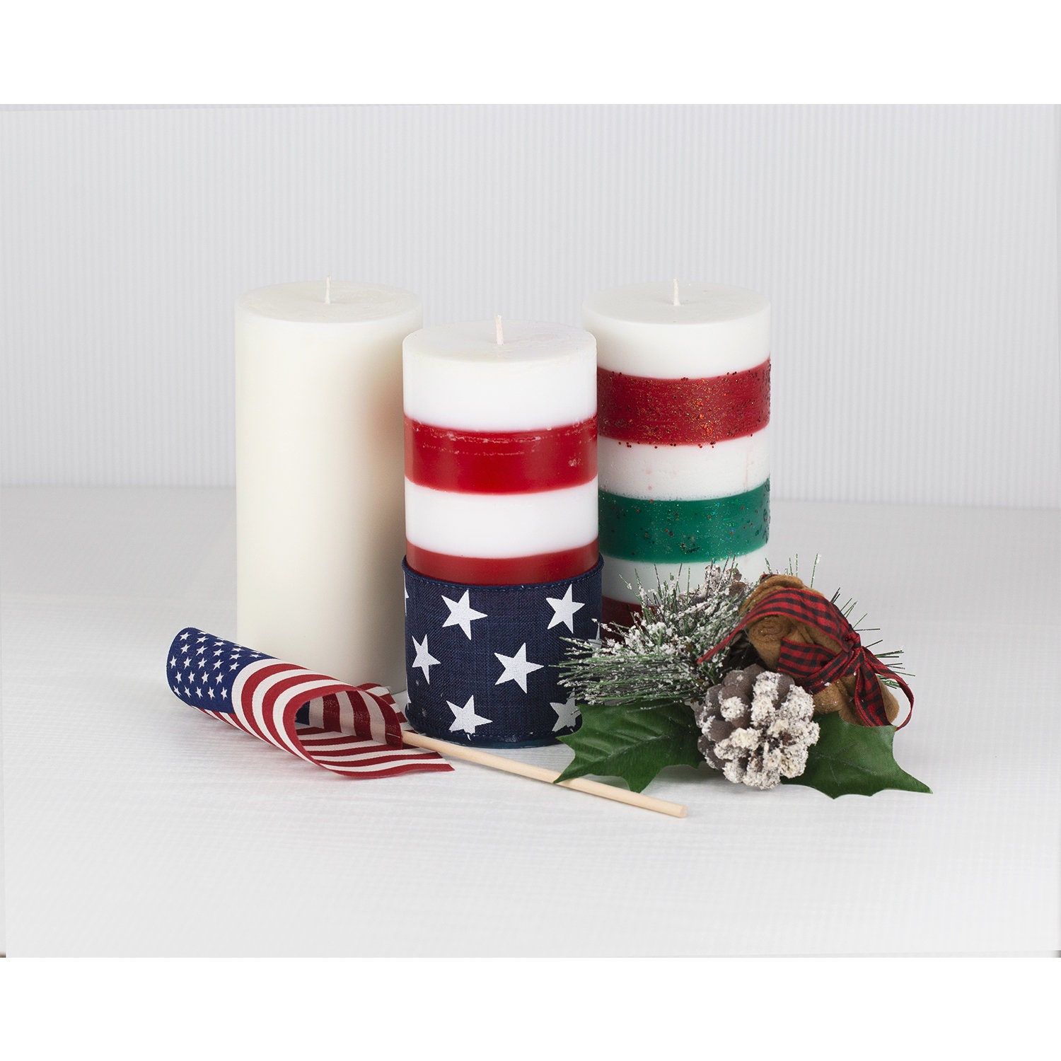 American Flag Pillar Candles: Scented Patriotic Decor, Set of 2 - Etsy