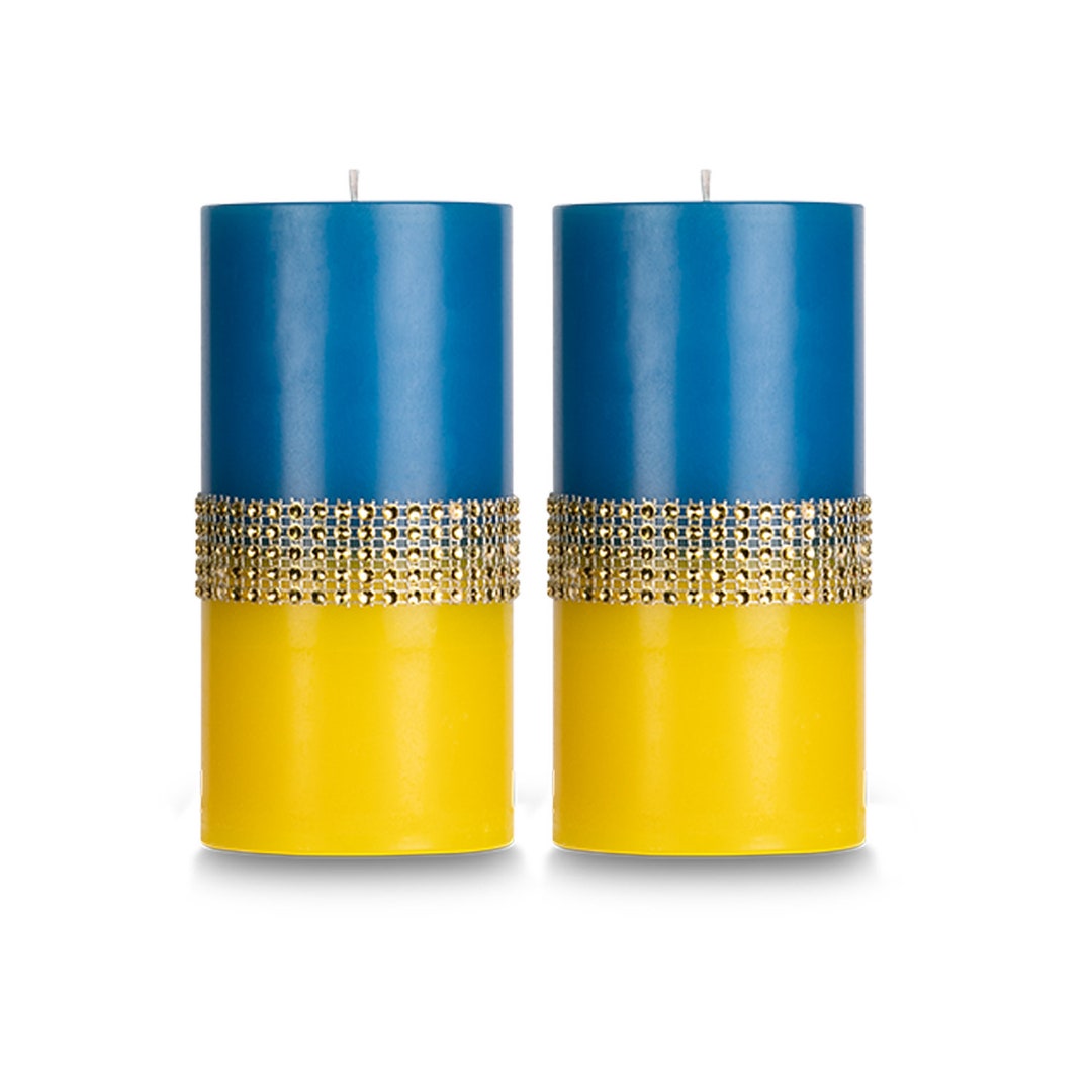 Ukrainian Flag Pillar Candles Set of 2 Yellow Blue Gold Scented ...