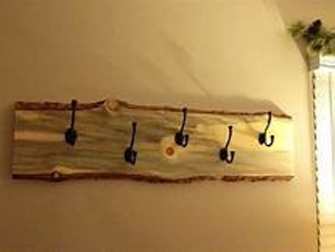 Live Edge Coat Rack, 5 Hooks, 36 " Long, Hand Made and Solid Wood. - Etsy