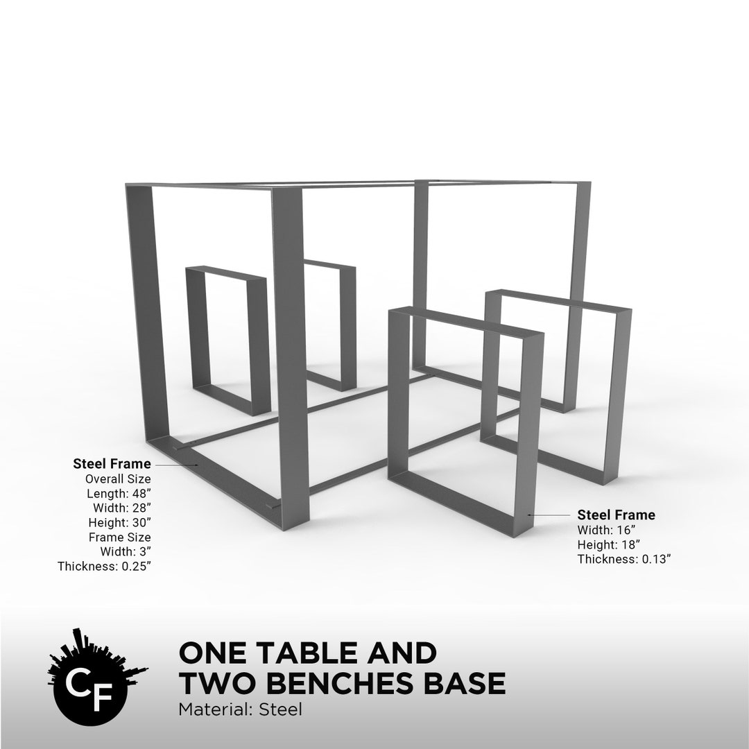 One Table and Two Benches Base - Etsy