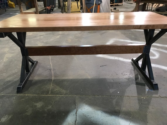 6FT Long Custom Beautiful Cherry Wood Desk with Steel base Etsy