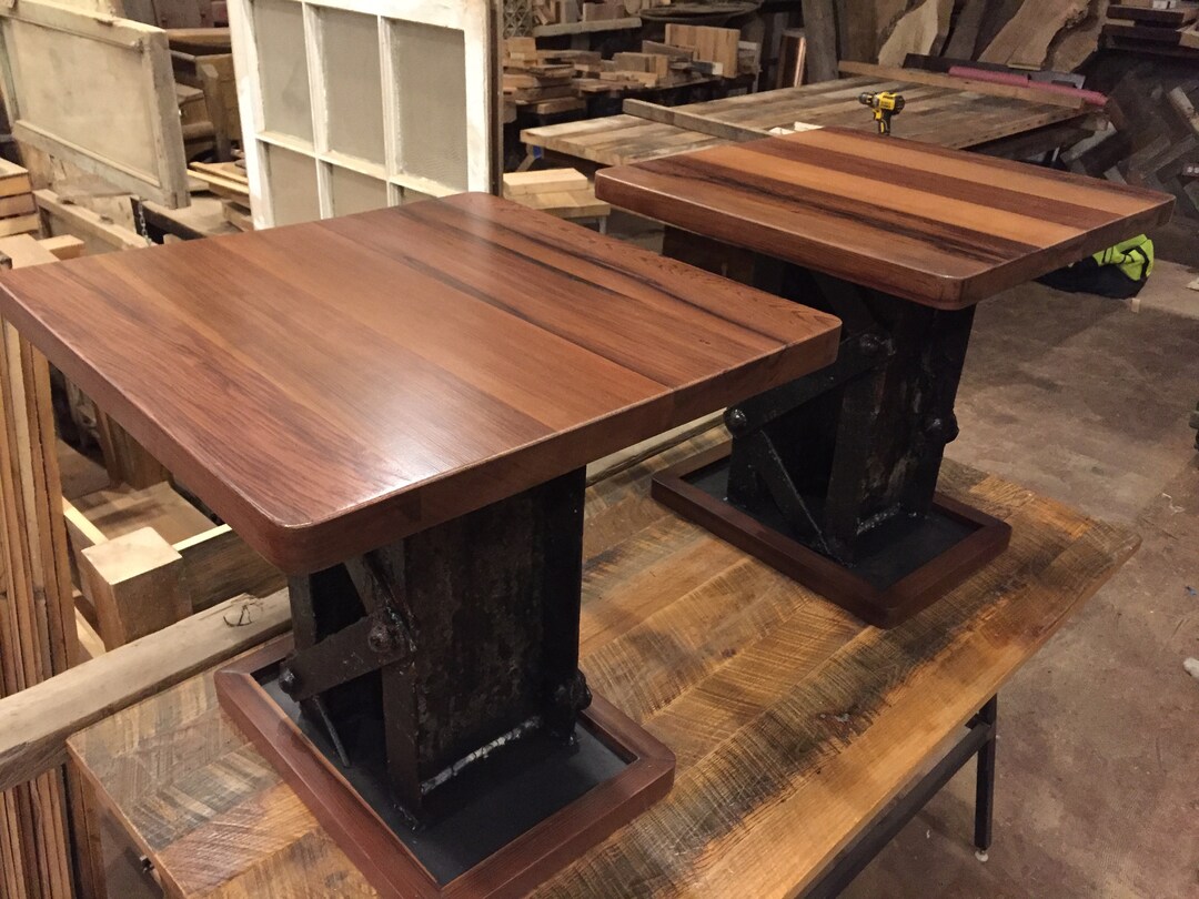 Reclaimed Wood Steel Base Frame End Table - Etsy