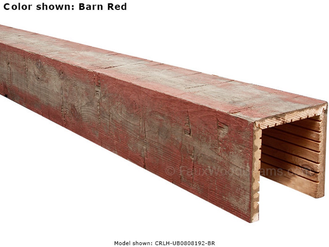 Red Color Modern Box Beam Mantel Made From Reclaimed Wood for Your Home ...