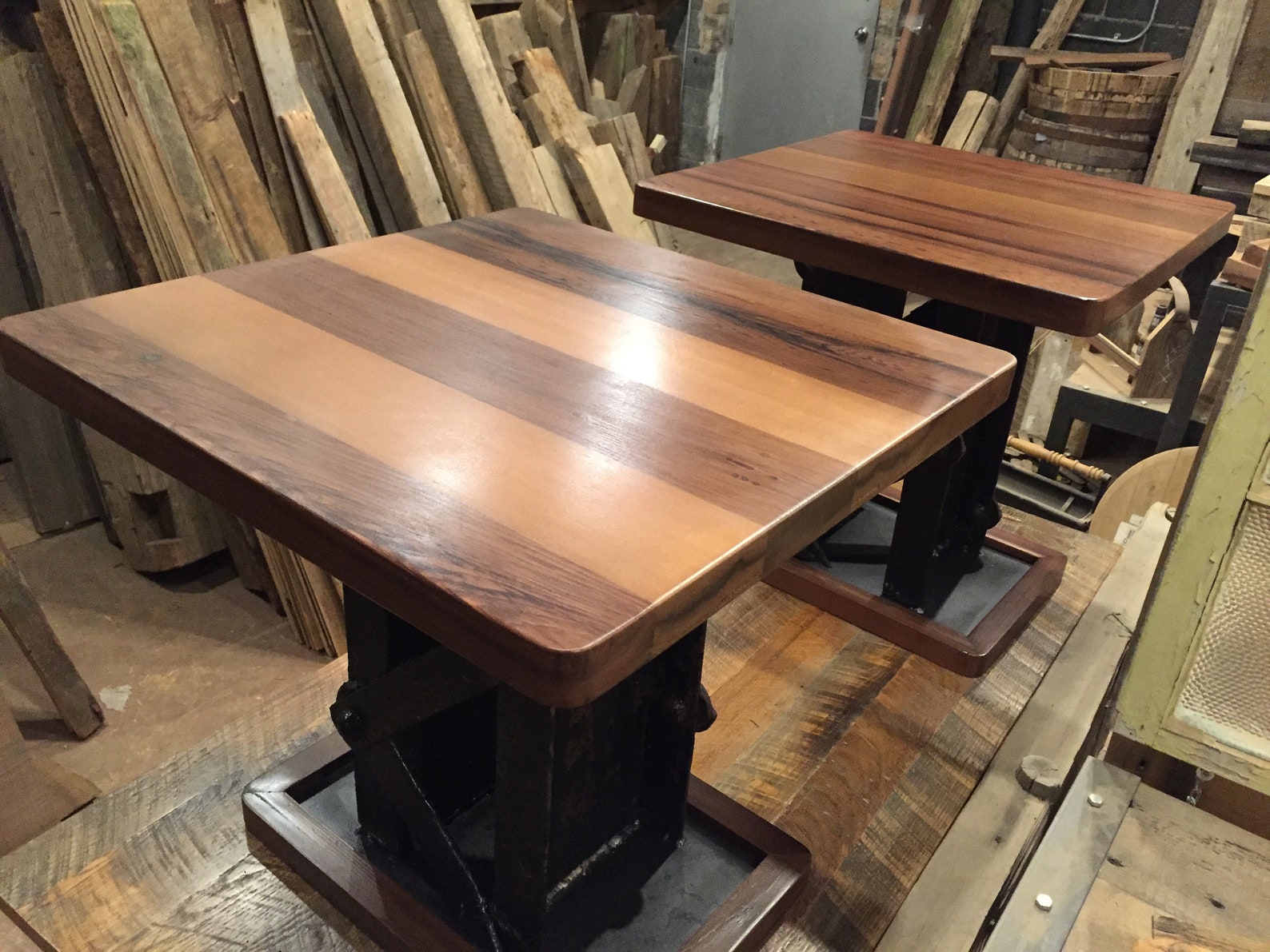 Reclaimed Wood Steel Base Frame End Table - Etsy