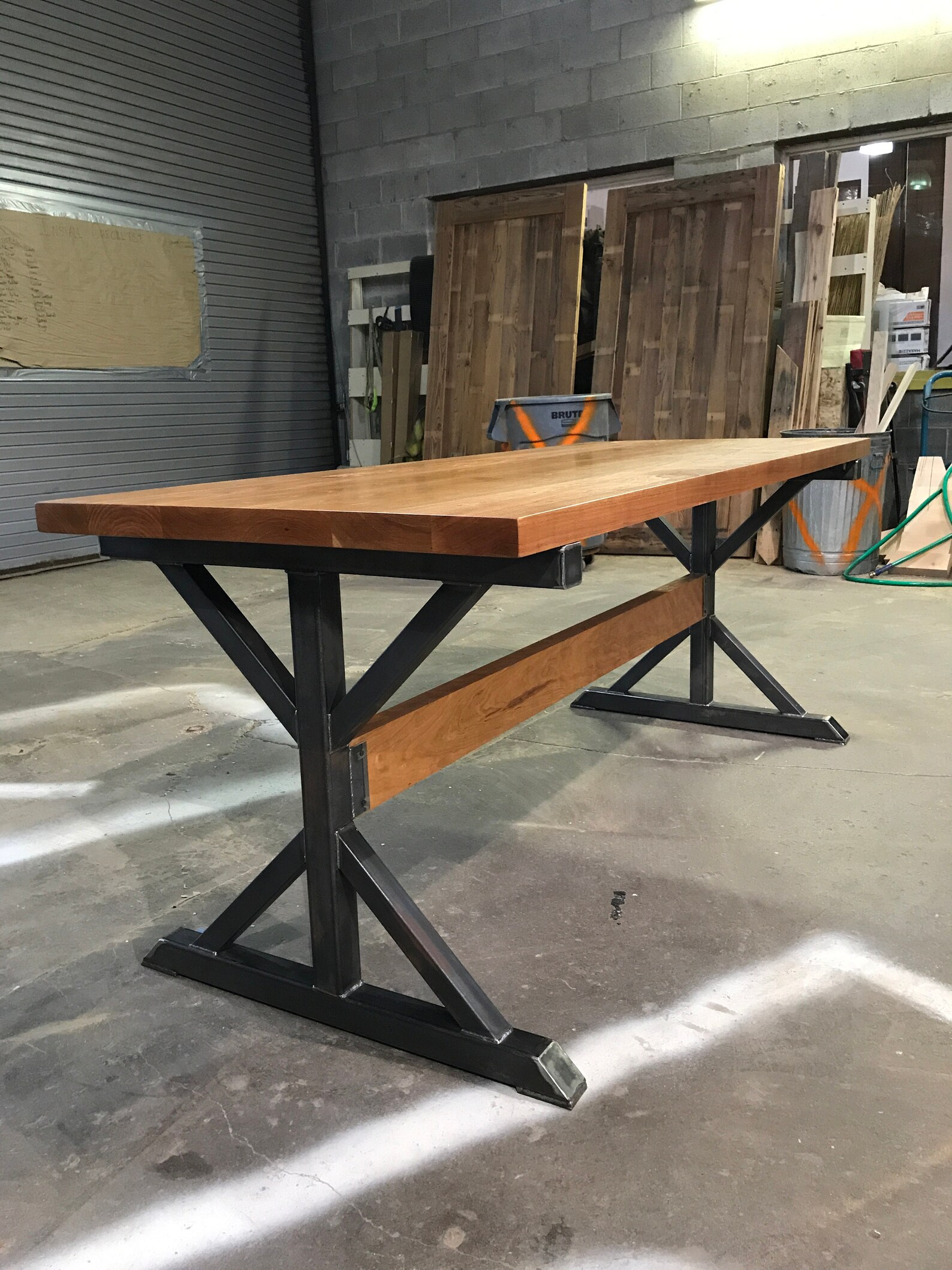 6FT Long Custom Beautiful Cherry Wood Desk With Steel Base - Etsy