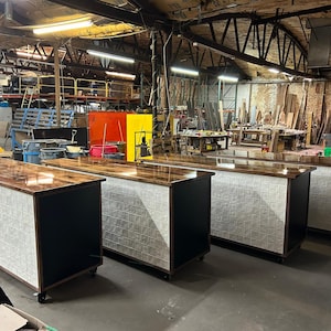 Bar Counter With Walnut Top and Tile Detail - Etsy