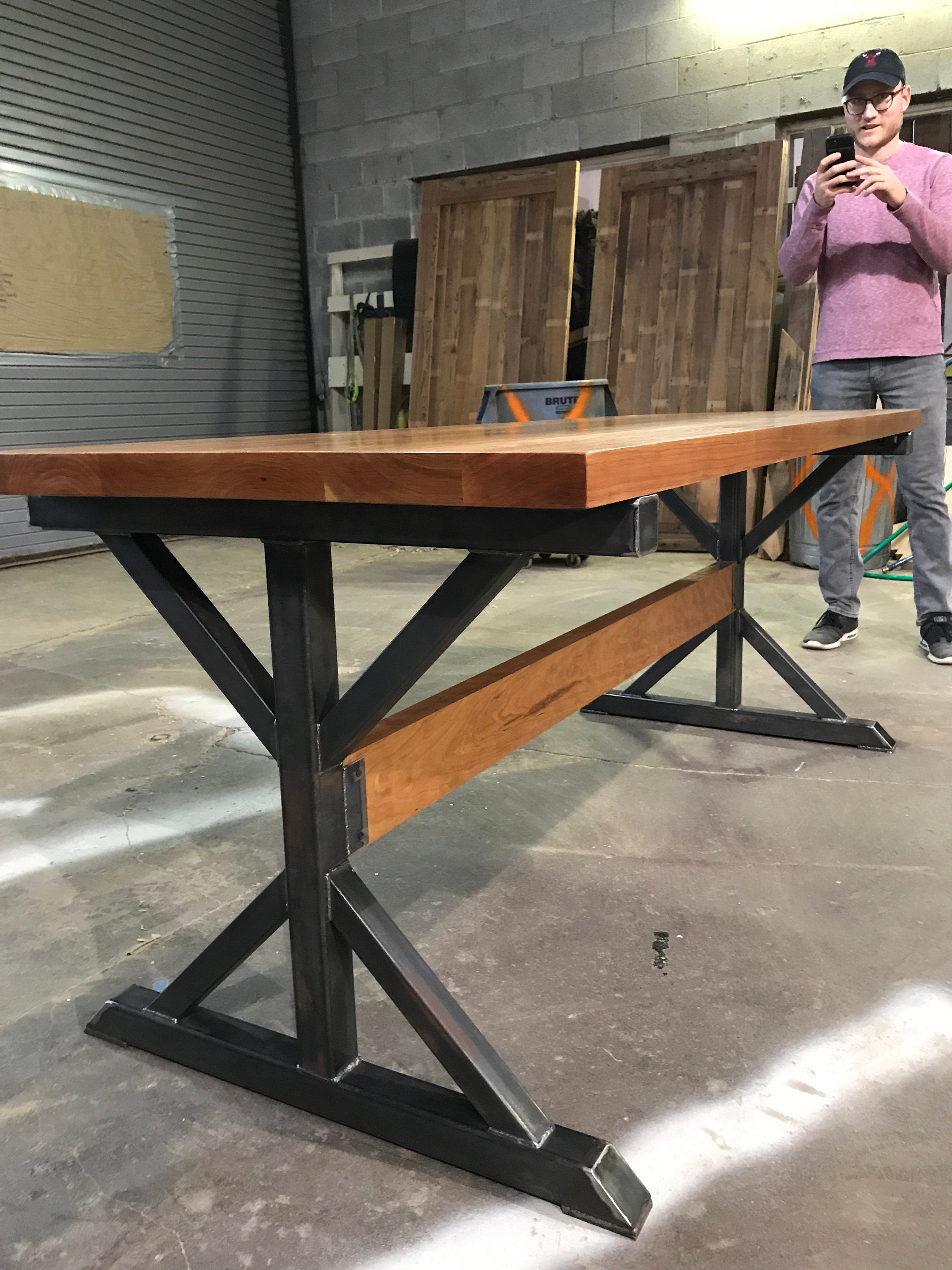 6FT Long Custom Beautiful Cherry Wood Desk With Steel Base - Etsy