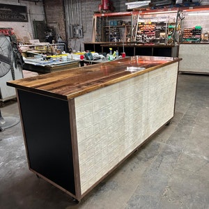 Bar Counter With Walnut Top and Tile Detail - Etsy