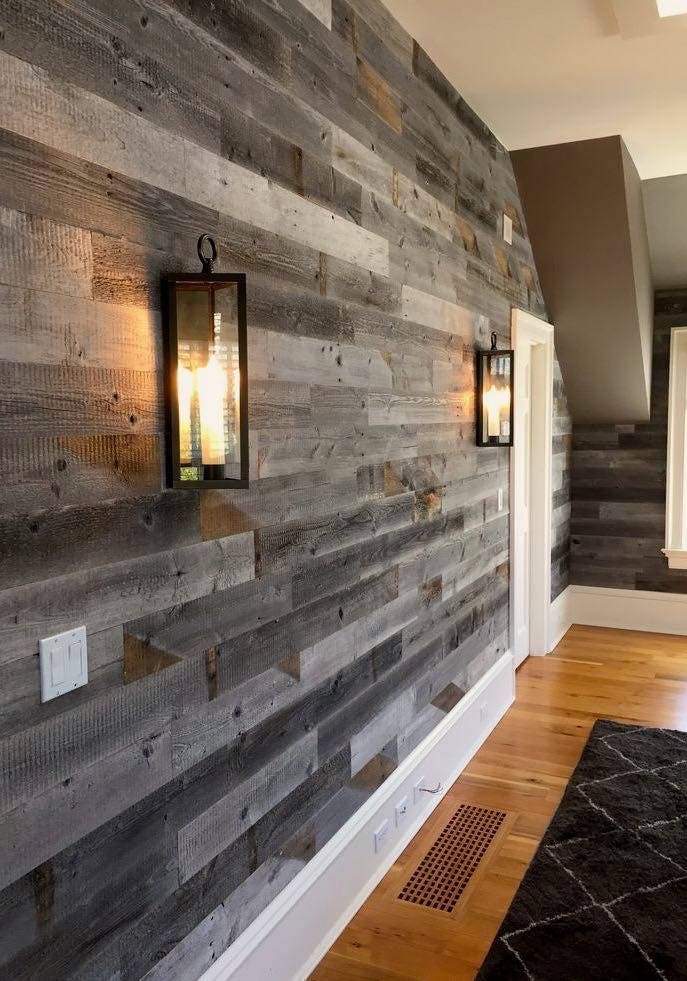 Gray (hint of Natural Barn RED) Reclaimed Barn Wood Wall Panel. - (20 ...