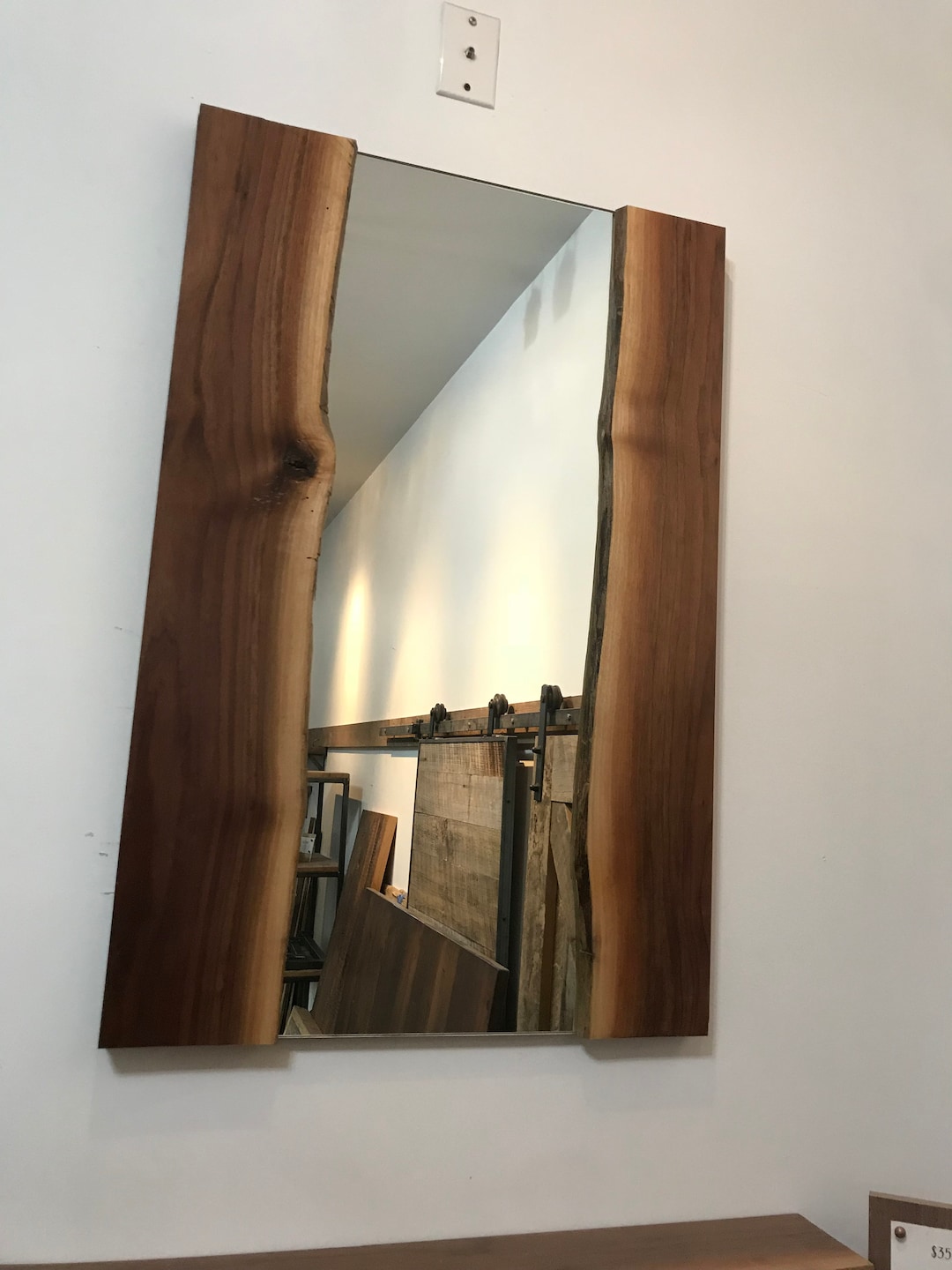 Walnut Live Edge Large Wall Wood Frame Furnished Mirror - Etsy