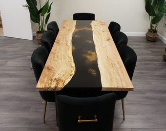 Live Edge Epoxy River Spalted Sycamore Conference Dining Table - Etsy