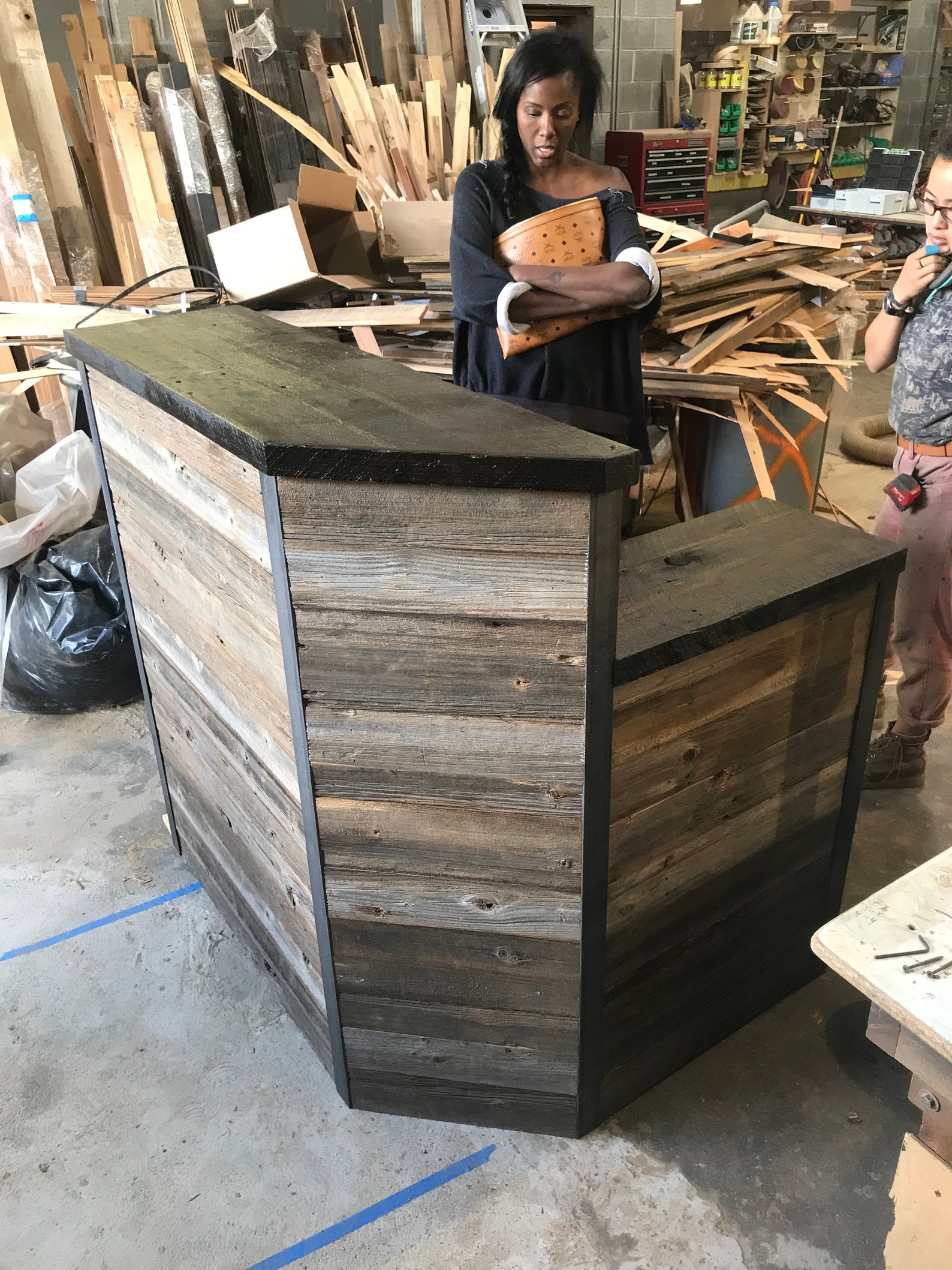 Octagonal Wooden Reception Desk, Custom Furnished Curved Modern ...