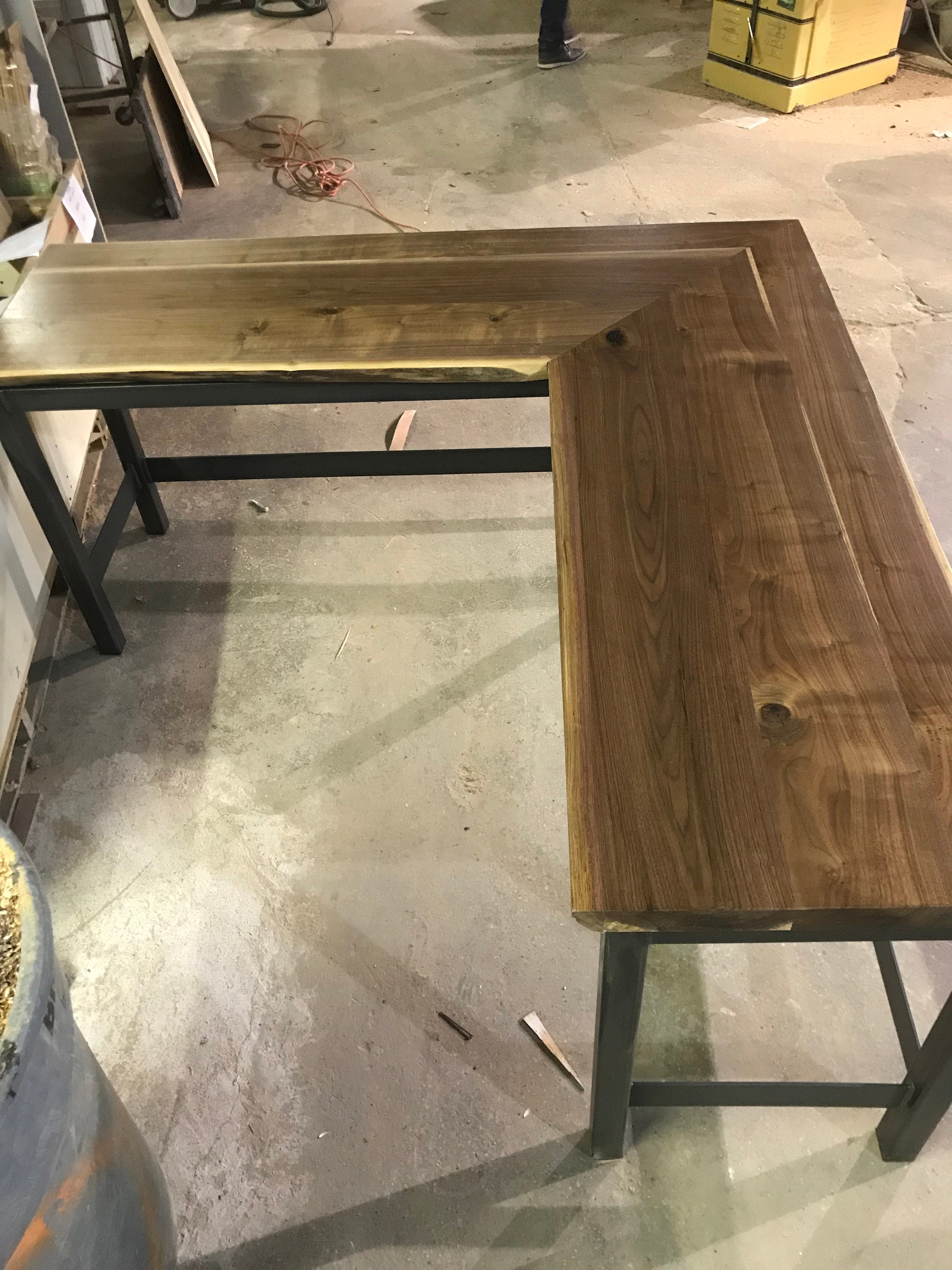 L Shaped Desk Walnut Top Steel Base - Etsy