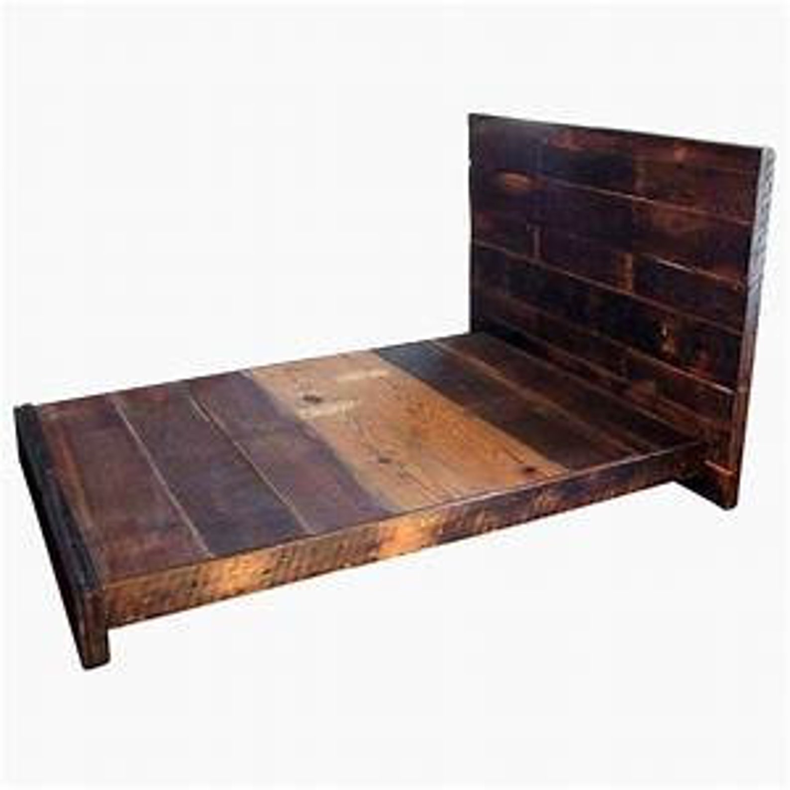 Low Platform Bed - Colonial Style Reclaimed Barn Wood Bed- Queen Size ...