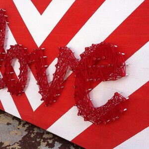 Red and White Chevron String Art, Love String Art, Wall Art, Home Decor ...
